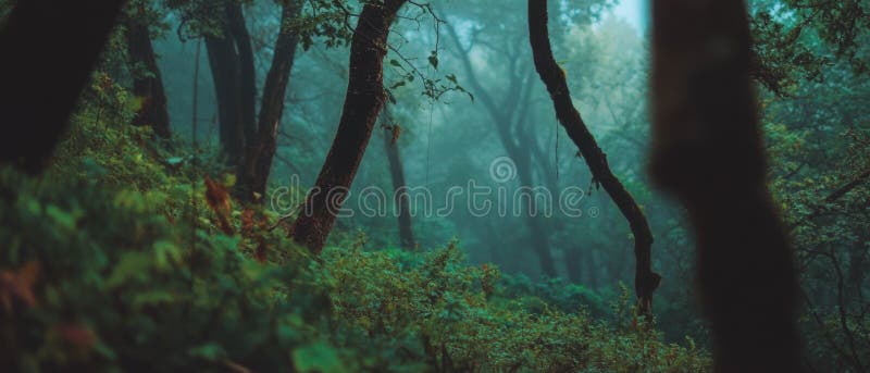 Mystical Forest Trees Create Ethereal Atmosphere Blurred Motion Long ...