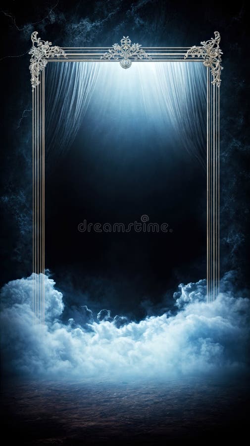 Mystical Frame in Fog with Ethereal Light . Fantasy Background Stock ...