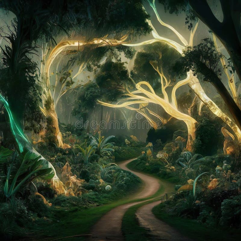 A Mystical, Futuristic Forest Where Nature is Enhanced by Advanced ...