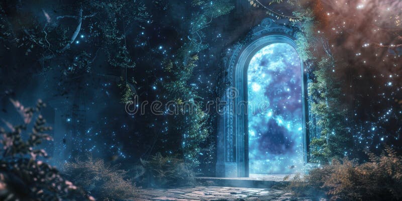 Mystical Gate To a Starry Sky. Created by Generative Artificial ...