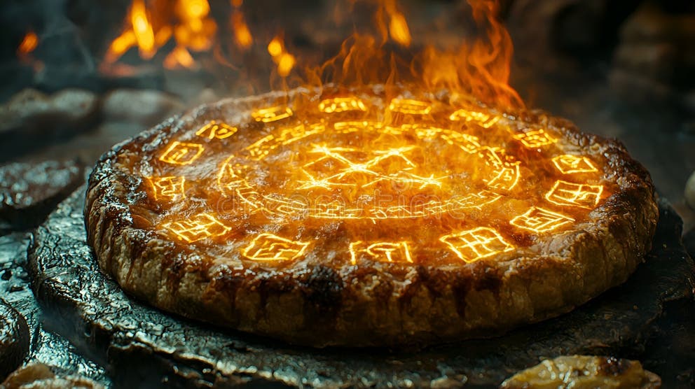 Mystical Glowing Bread Baked Over Fire Stock Image - Image of design ...