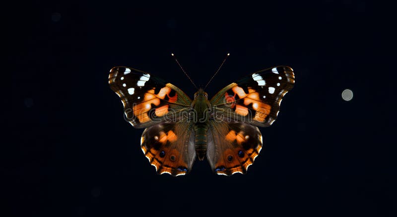 A Mystical Glowing Butterfly on a Black Background. Stock Photo - Image ...