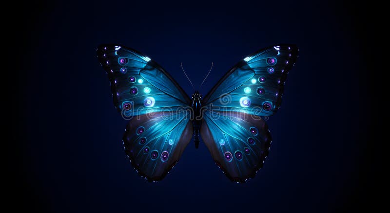A Mystical Glowing Butterfly on a Black Background. Stock Photo - Image ...