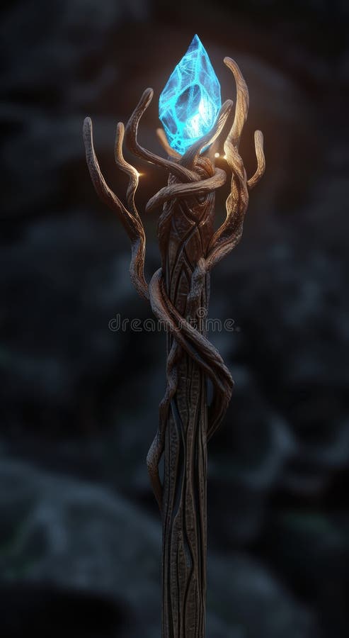 Mystical Glowing Crystal Staff Stock Illustration - Illustration of ...