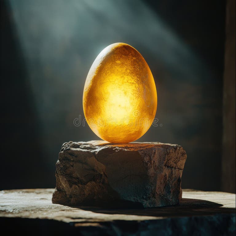 Mystical Glowing Easter Egg Resting on a Stone Surface Stock ...