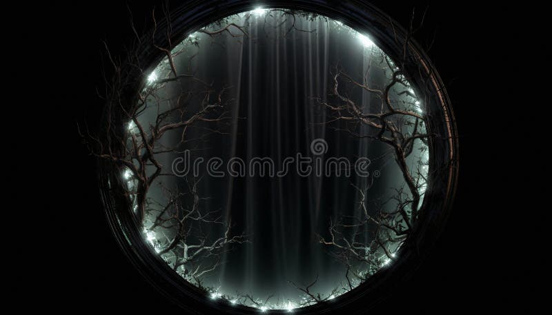 Mystical Glowing Neon Light Creepy Circle or Portal in the Forest, AI ...