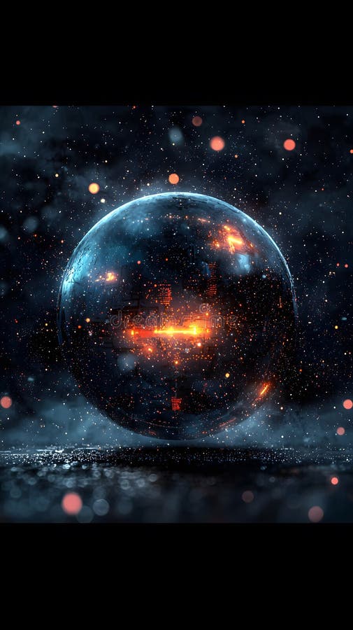 Mystical Glowing Orb in a Dark Cosmic Setting Stock Illustration ...