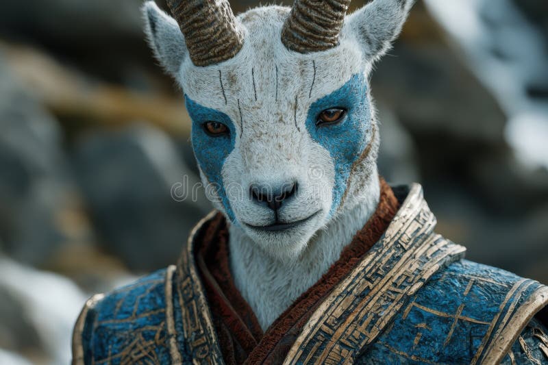 Mystical Goat Creature with Blue Markings Stock Illustration ...