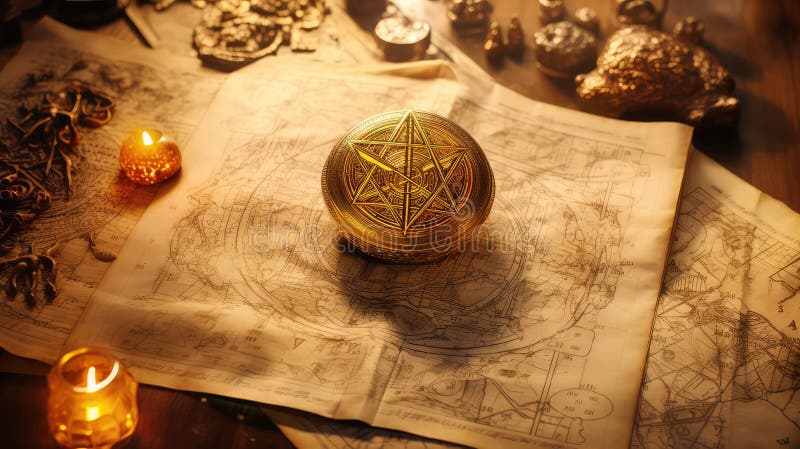 Mystical Gold Alchemy Symbol Stock Illustration - Illustration of ...