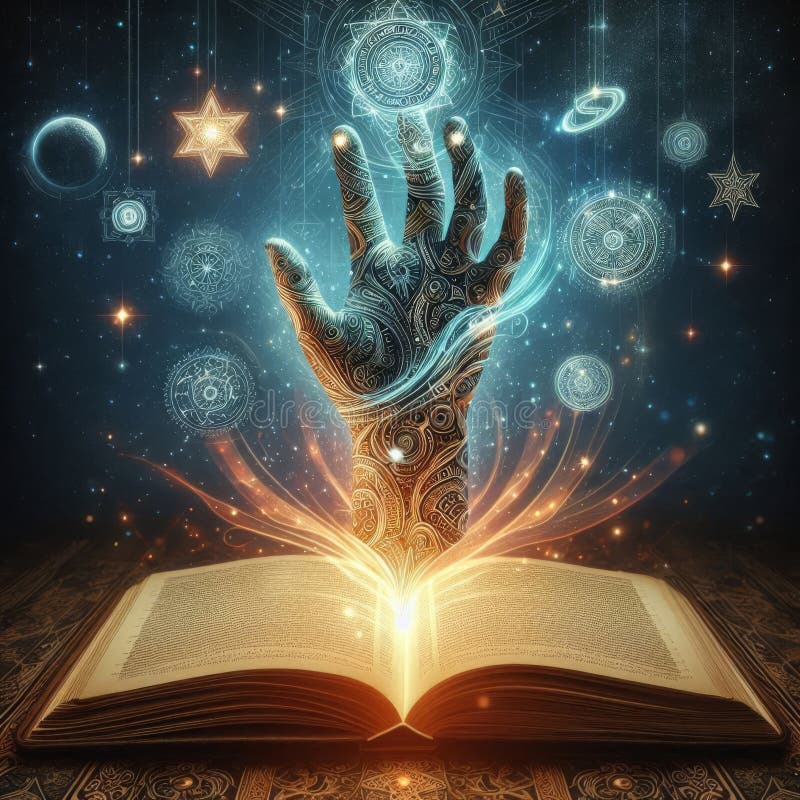 Mystical Hand Reaching for Cosmic Wisdom and Knowledge Stock Photo ...