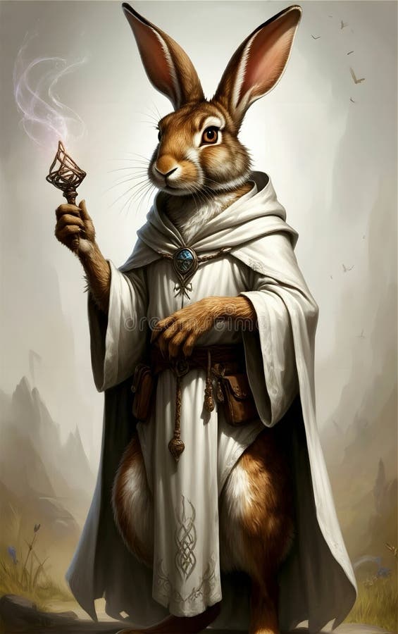 Mystical Hare Wizard Portrait Stock Illustration - Illustration of head ...
