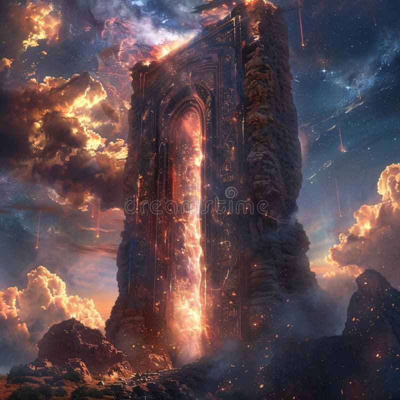Mystical Interdimensional Gate Surrounded by Celestial Bodies and ...