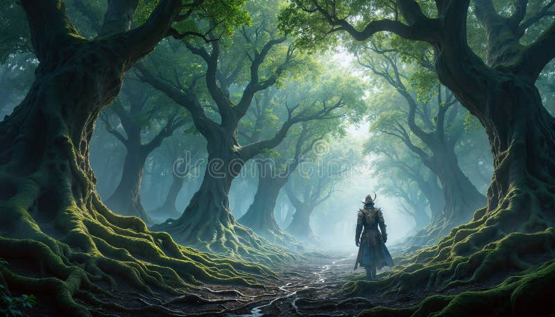 Mystical Journey of a Lone Warrior through Ancient Enchanted Forest ...