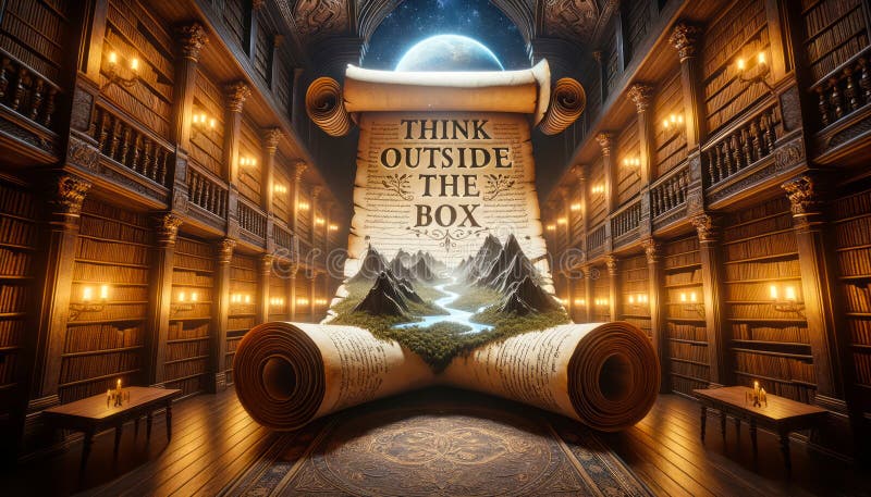 Mystical Legacy Ancient Scroll Revealing 3D Landscape with Hovering ...