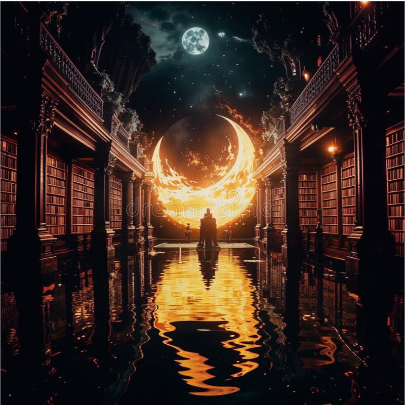 Mystical library stock illustration. Illustration of text - 377217525