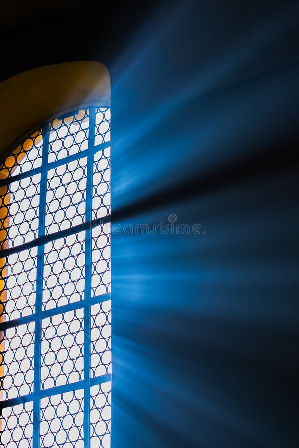Mystical Light. Blue Light Rays through the Window. Toned Photo Stock ...