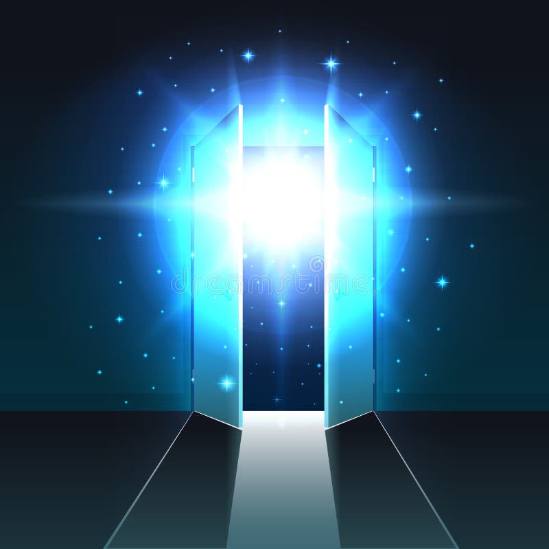 Mystical Light from the Open Door of Dark Room, Abstract Glowing Exit ...