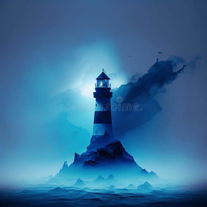 Mystical Lighthouse. a Minimalist Lighthouse Land, Generative AI Stock ...