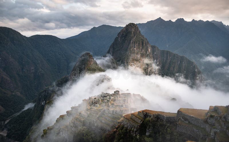 Mystical Machu Picchu Hidden in Mist Stock Image - Image of history ...