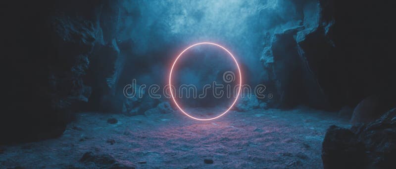 Mystical Magic Circle with Glowing Symbols in an Enchanted Cave Setting ...