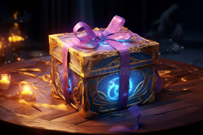 Mystical Magic Gift Box Light. Generate Ai Stock Illustration ...