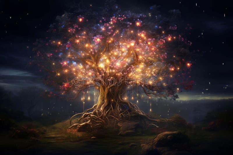 Mystical Magic Tree. Generate Ai Stock Image - Image of forest, bloom: 308857041