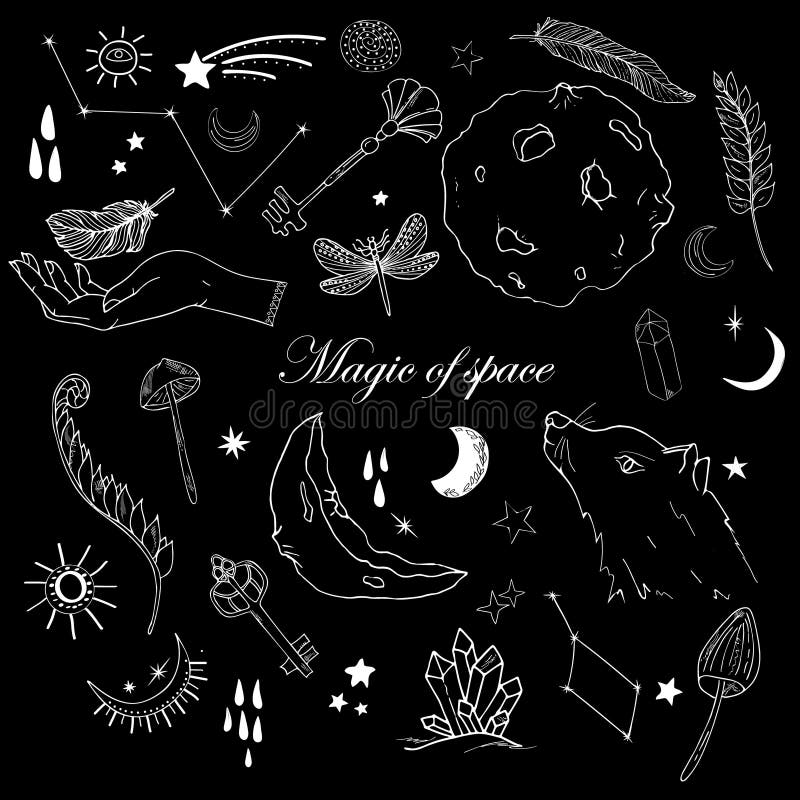 Magical, boho objects stock vector. Illustration of concept - 212100208