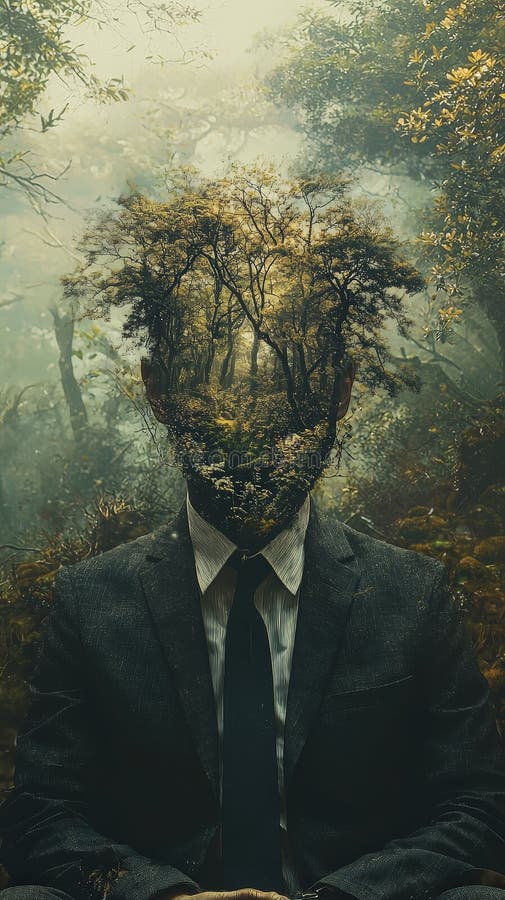 Mystical Man with a Forest Head Representing Nature Stock Photo - Image ...