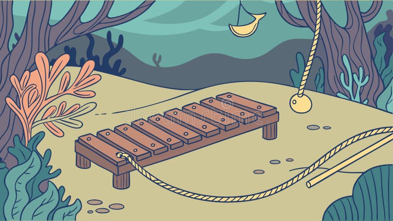 Mystical Marimba Hanging from Trees Vector Scene, Vector Design ...
