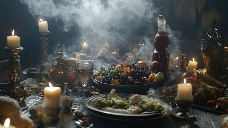 Medieval Feast Table Setting Candles Food Stock Photos - Free & Royalty ...