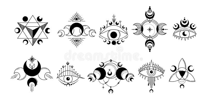 Mystical Moon Abstract Composition, Moon Phases, Sacred Geometry ...