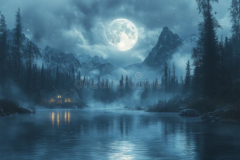 A Mystical Moonlit Forest Glowing Softly with Mysterious Shadows: a ...