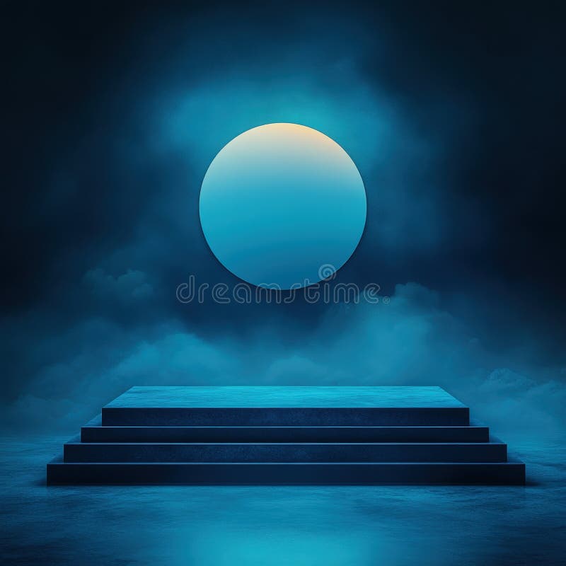 Mystical Moonlit Platform: Ethereal Night Scene with Steps and Giant ...