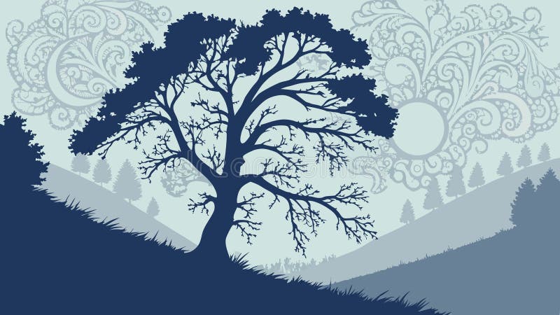 Mystical Moonlit Tree in a Dense, Dark Forest, Vector Design Generative ...