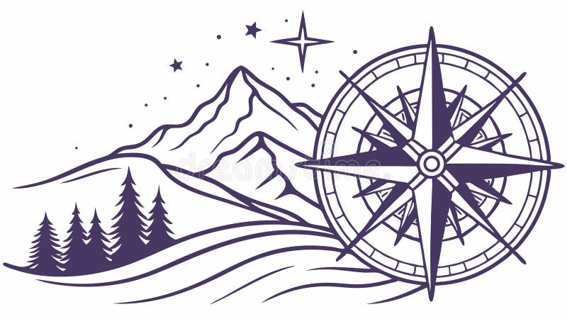 Mystical Mountain Compass, Navigating Under Stars and Moonlit Peaks ...