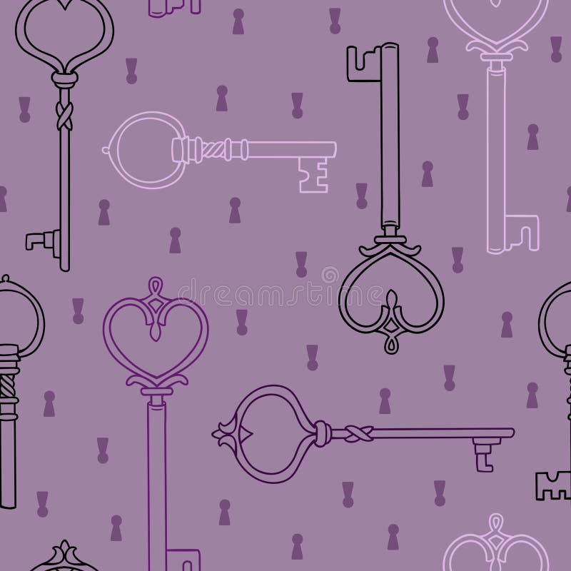 Mystical Mysterious Victorian Keys Seamless Vector Pattern Stock Vector - Illustration of ...