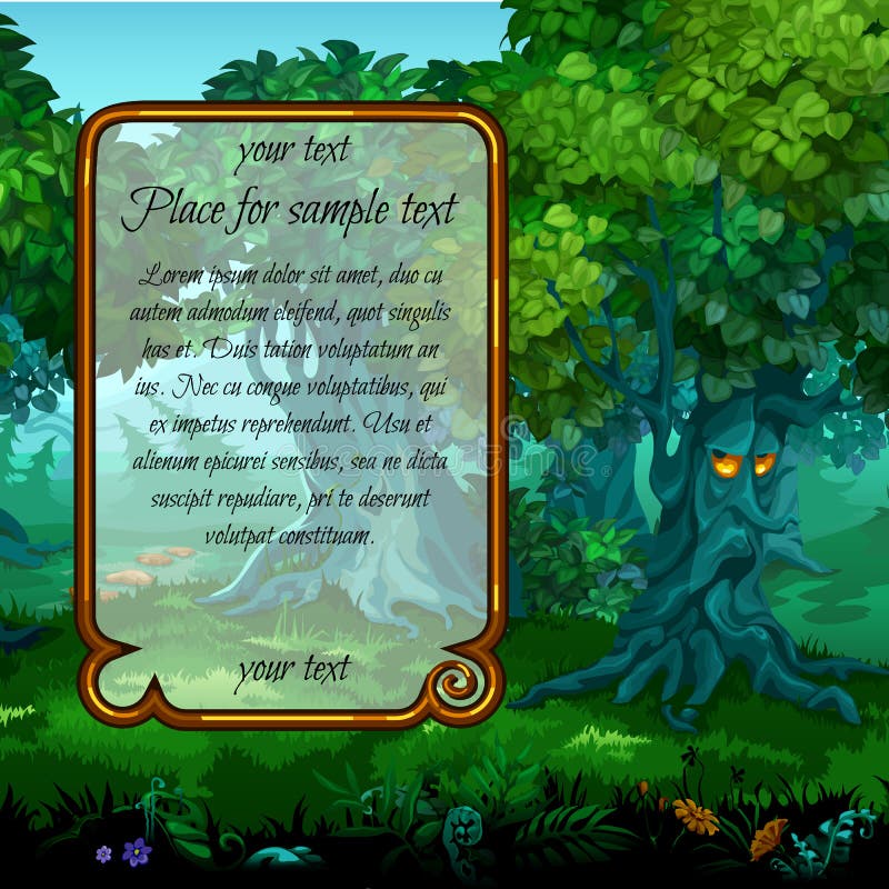 Mystical Nature and Frame for Text on the Left Stock Vector ...