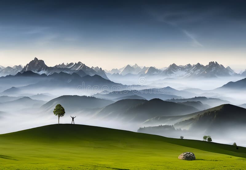 Mystical Nature, Mountain Ranges and Goal Achievement Stock Photo ...