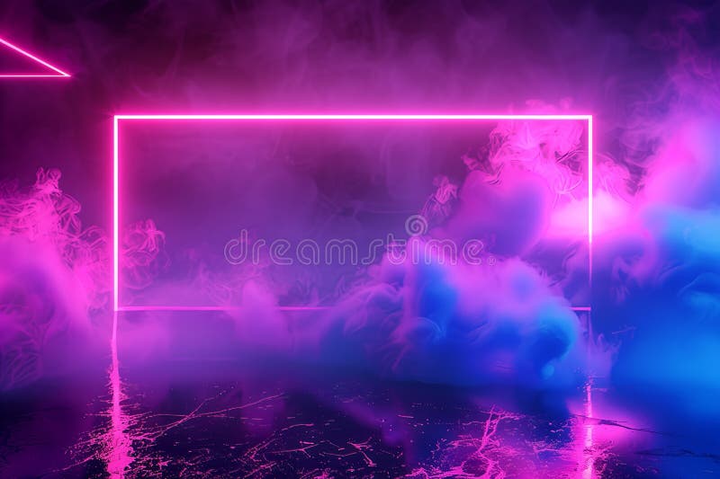 Mystical Neon Rectangle: a Neon Rectangular Frame Emitting Pink Light ...