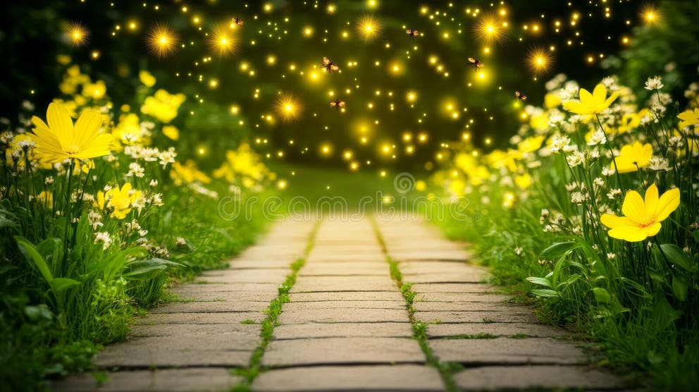 A Mystical Night Forest Under a Starry Sky is Traversed by an ...