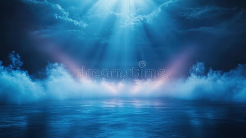 Mystical Ocean Surface: Light Rays and Cloudy Sky Dreamscape (Cinematic ...