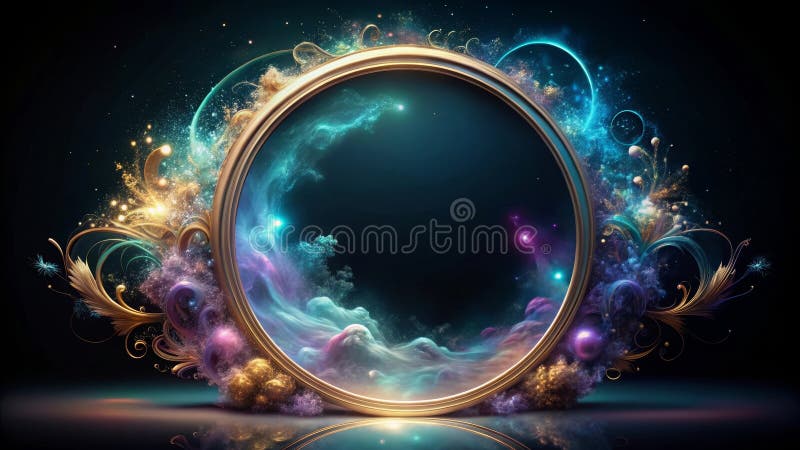 Mystical Orb a Celestial Frame Adorned with Gilded Flourishes and ...