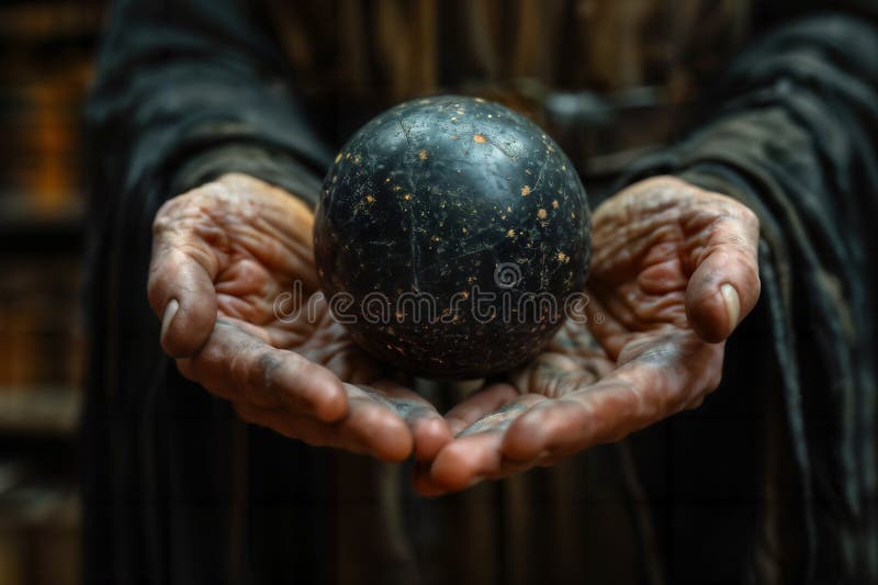 Mystical Orb in Elderly Hands Stock Illustration - Illustration of ...