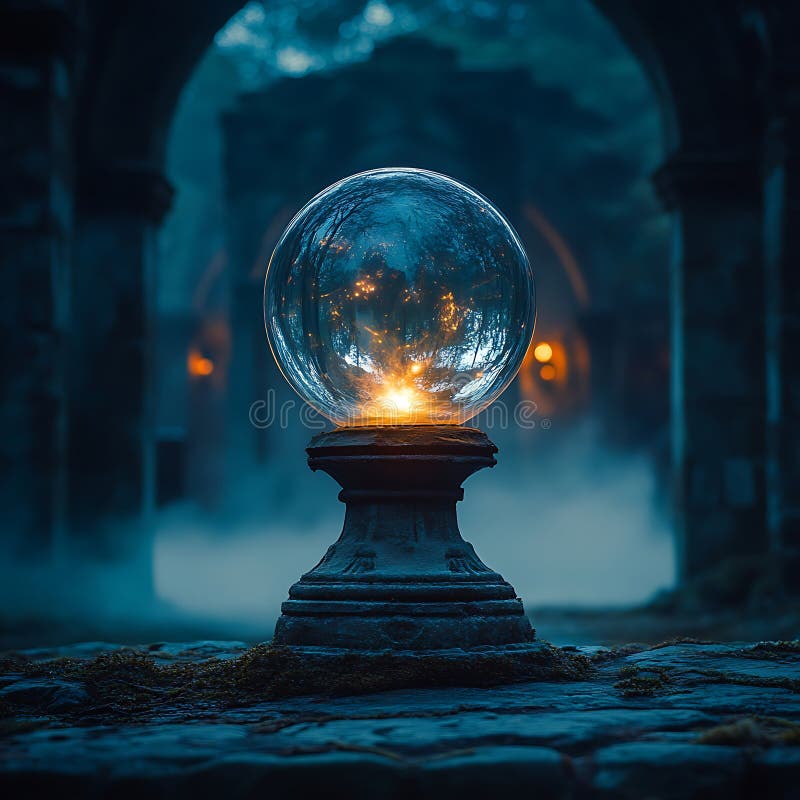 Mystical Orb in Enchanted Forest at Twilight Stock Illustration ...