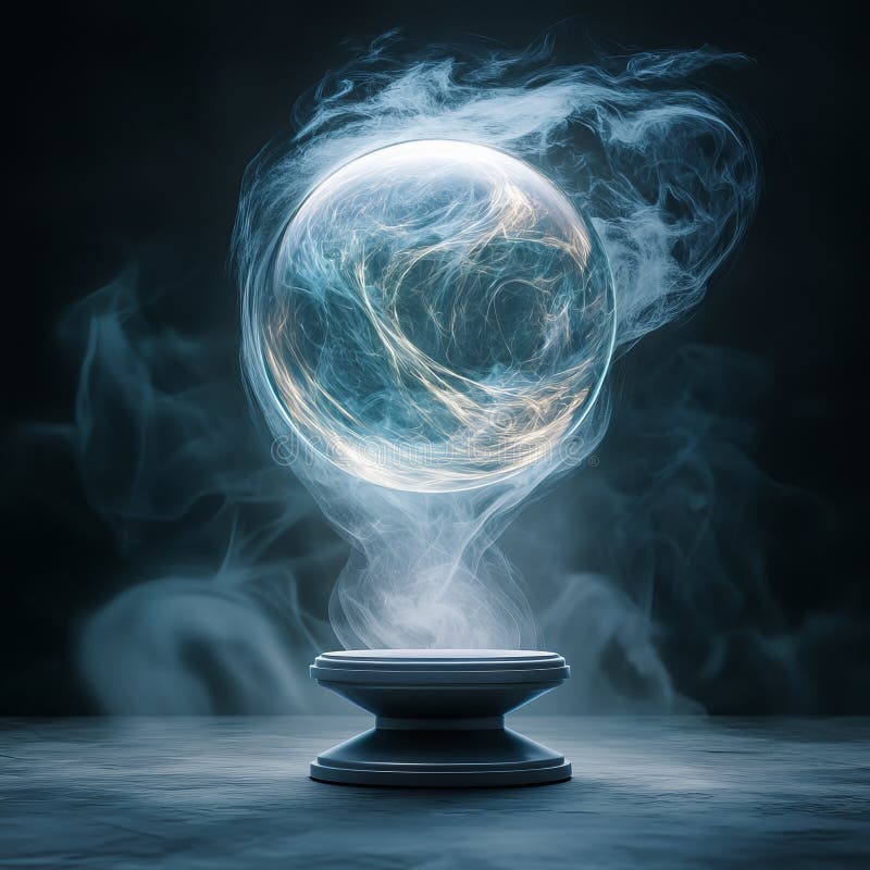 Mystical Orb with Ethereal Smoke on Pedestal Stock Illustration ...
