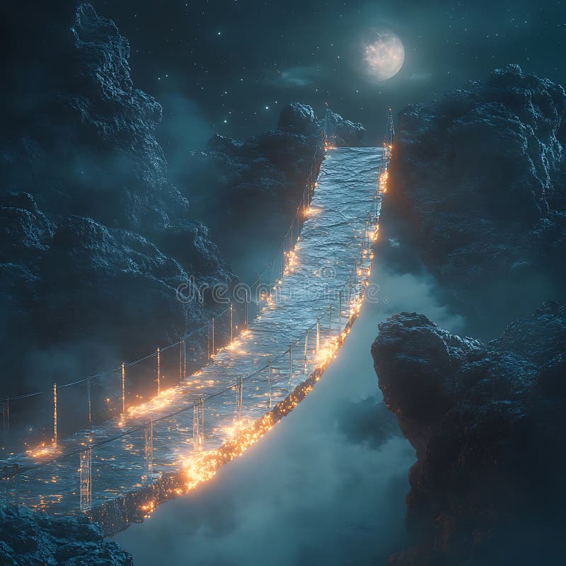 Mystical Pathway through Ethereal Clouds and Rocks Stock Illustration ...