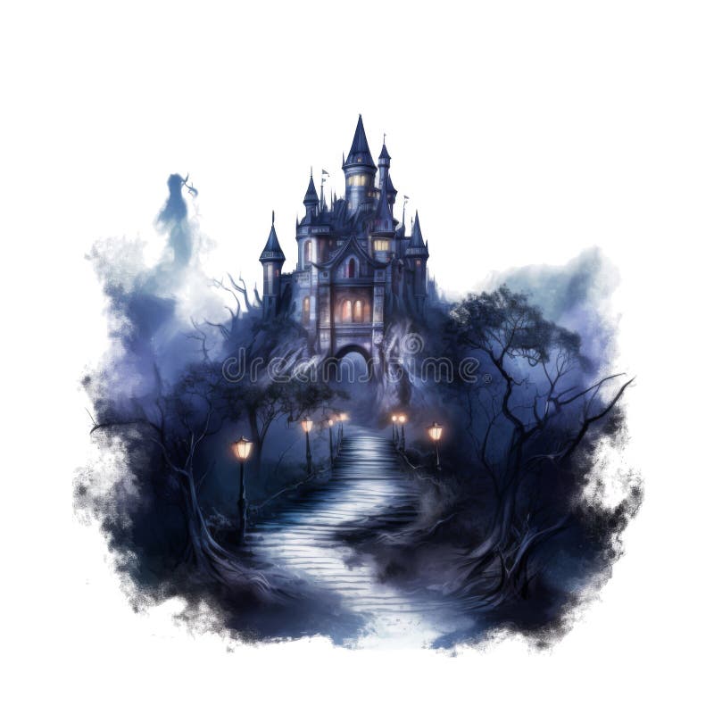 A Mystical Pathway Leading To a Stone Castle in a Dark Forest Stock ...
