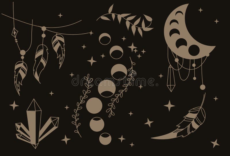 Mystical Patterns on Black Background Stock Vector - Illustration of ...