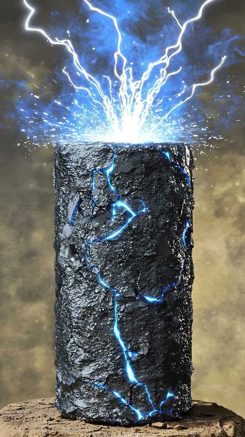 Mystical Pillar with Blue Lightning Energy Stock Illustration ...