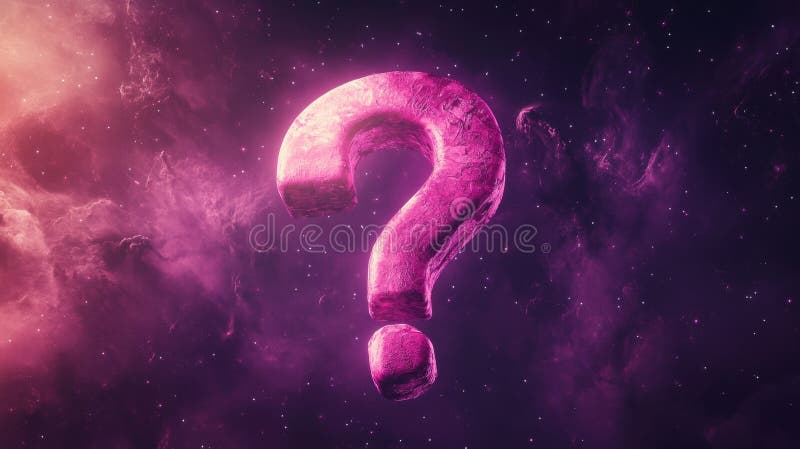 Mystical Pink Question Mark in Cosmic Space with Glowing Nebulae ...